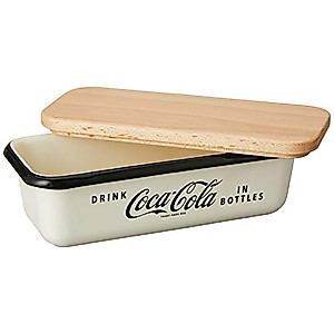 TableCraft's Coca-Cola Enamel Butter Dish with Lid 6.5 x 3 x 2.25", White