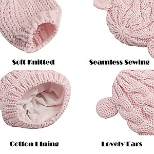 Fynnsure Baby Hat Glove Set Soft Newborn Mittens Baby Girl Boys Knitted Toddler Cap Infant Winter Beanie Mitten Sets Pink S
