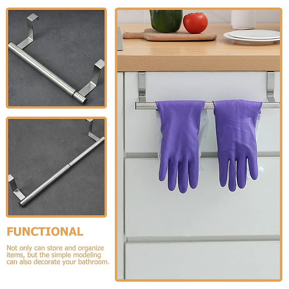 4pcs Telescopic Towel Rack Door Back Towel Shelf Door Towel Storage Bathroom Storage Rack Punch Storage Racks Towel Hanging Rack Towel Storage Rack Stainless Hanging Rack