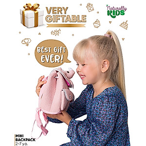 Pink Dinosaur Triceratops Mini Backpack for Kids, Mini Backpack for Toddler Girls, Gift for 2 3 4 5 Year Old Girl Boy