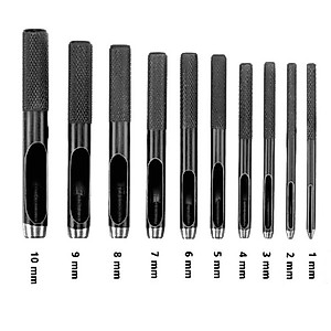 IRISFLY 10pcs Round Steel Leather Craft Hollow Hole Punch 1mm to 10mm for Leather Belt Watch Band Gasket