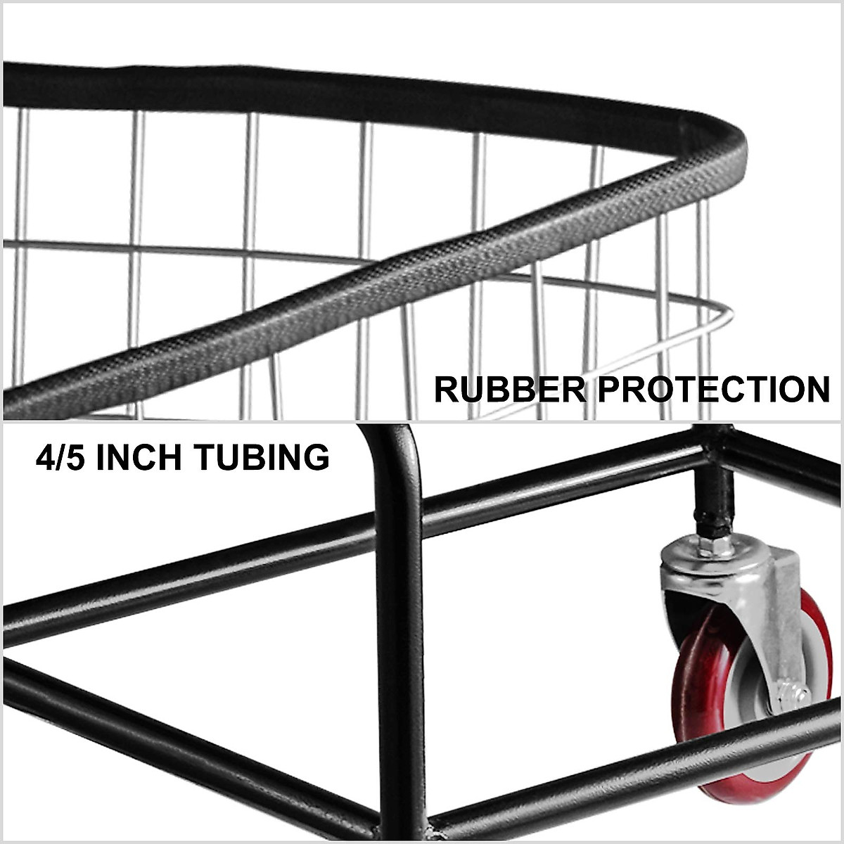 VEVOR Wire Laundry Cart 2.2 Bushel, Wire Laundry Basket With Wheels 20''x15.7''x26'', Commercial Wire Laundry Basket Cart, Galvanized Steel Frame with 5'' Casters, Wire Basket Cart for Laundry