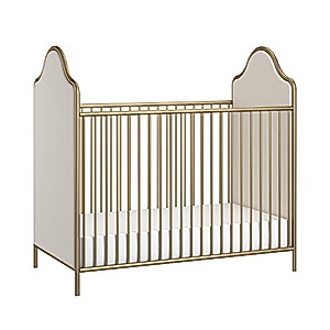 Little Seeds Piper Upholstered Metal Crib, Gold