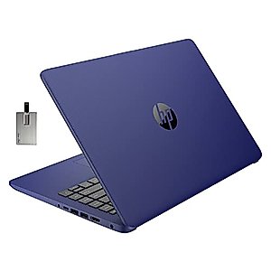 HP 2022 Stream 14" HD BrightView Laptop, Intel Celeron N4000, 4GB RAM, 64GB SSD, Intel HD Graphics, 720p Webcam, 1 Year Office 365, Blue, Win 11 S, 128GB Snowbell USB Card
