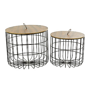 Deco 79 Contemporary Metal Storage Basket, 2 PIECES CONVENIENTLY SIZED, Brown