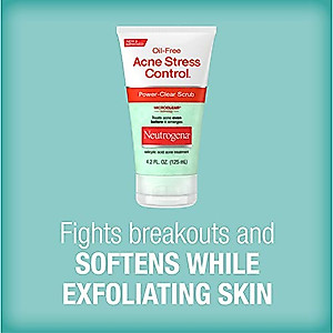 Neutrogena Oil-Free Acne Stress Control Power-Clear Facial Scrub, 2% Salicylic Acid Acne Treatment Medication, Exfoliating Daily Acne Face Scrub for Acne-Prone Skin Care, 4.2 fl. oz