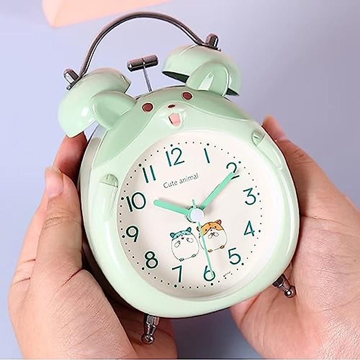 GRFIT Alarm Clocks 4" Alarm Clock, Twin Bell Silent Non-Ticking Battery Operated Extra Loud with Night Light, for Bedside Table Desk Bedside Clock (Color : White)