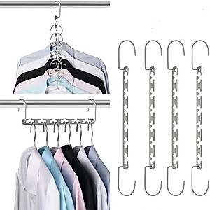 TOPIND Metal Magic Hangers Space Saving Hangers 12-Holes Closet Storage Organization, Stainless Steel Magic Multifunctional Hanger for Wardrobe Heavy Clothes Pack of 4/6/8/10