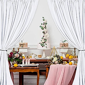 Hiasan White Backdrop Curtains for Parties, Polyester Photography Backdrop Drapes for Family Gatherings, Wedding Decorations, 5ftx8ft, Set of 2 Panels