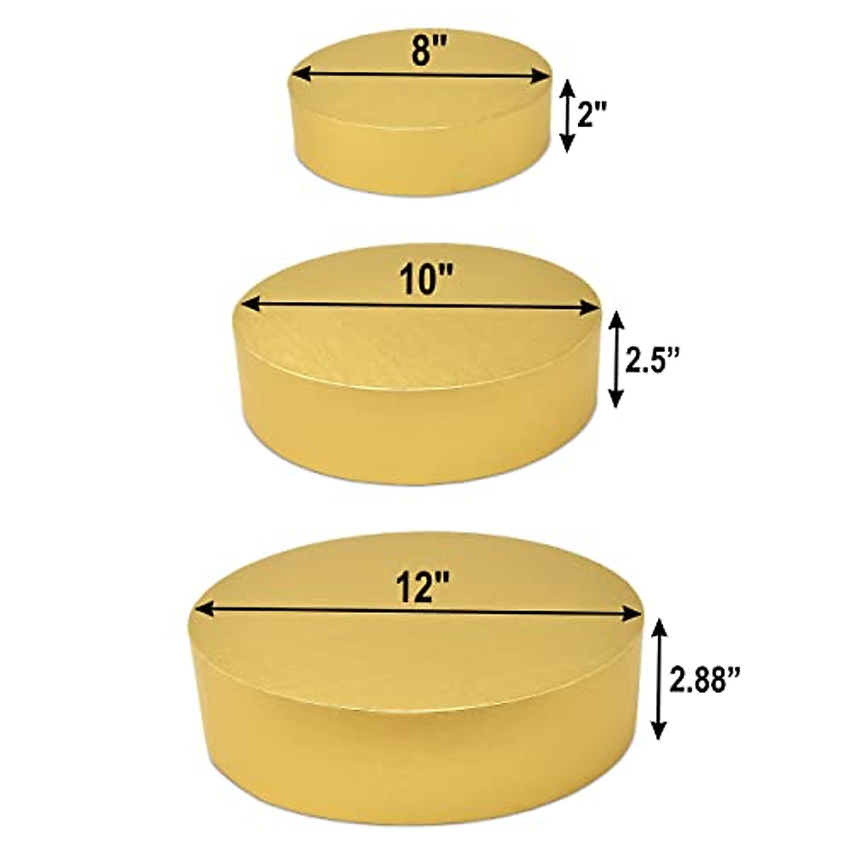 Set of 3 Gold Cake Stand Holder Round Cardboard Cakes Stands, 8" 10" 12" Dessert Display Cupcake Stands Pastry Base Plate Tray Decorative Centerpiece for Baby Shower Wedding Birthday Party Table Decor