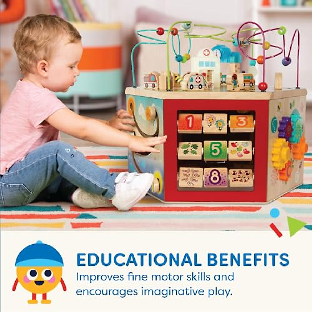 Battat – Wooden Activity Cube – City-Themed Activity Center – Educational Toys- Wooden Toys For Toddlers And Kids- 1 year +