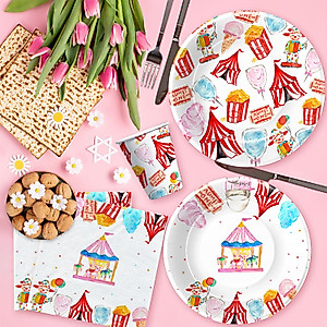 HIPVVILD Circus Theme Party Decorations Tableware, Carnival Party Supplies, Plate, Cup, Napkin, Tablecloth, Cutlery, Straw, Circus Carnival Theme Party Decorations For Birthday Baby Shower | Serve 24
