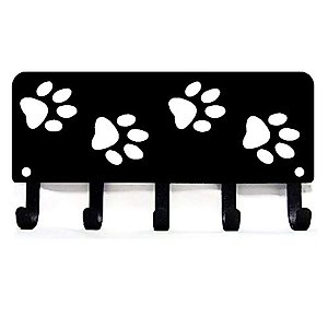 The Metal Peddler Walking Paws Key Rack Hanger & Dog Leash Organizer - Large 9 inch Wide - Made in USA Gifts for Dog Lovers
