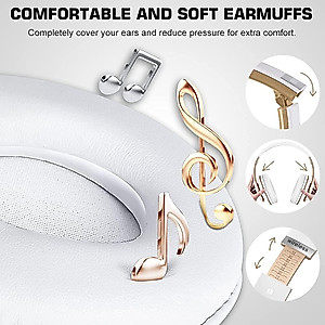 6S Wireless Bluetooth Headphones Over Ear, Hi-Fi Stereo Foldable Wireless Stereo Headsets Earbuds with Built-in Mic, Volume Control, FM for iPhone/Samsung/iPad/PC (White & Gold)
