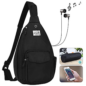 HAWEE Rope Sling Bag for Women Men Casual Cross Body Daypack Backpack Purse Adjustable Strap Bottle Pocket for Travel/Sport, Black