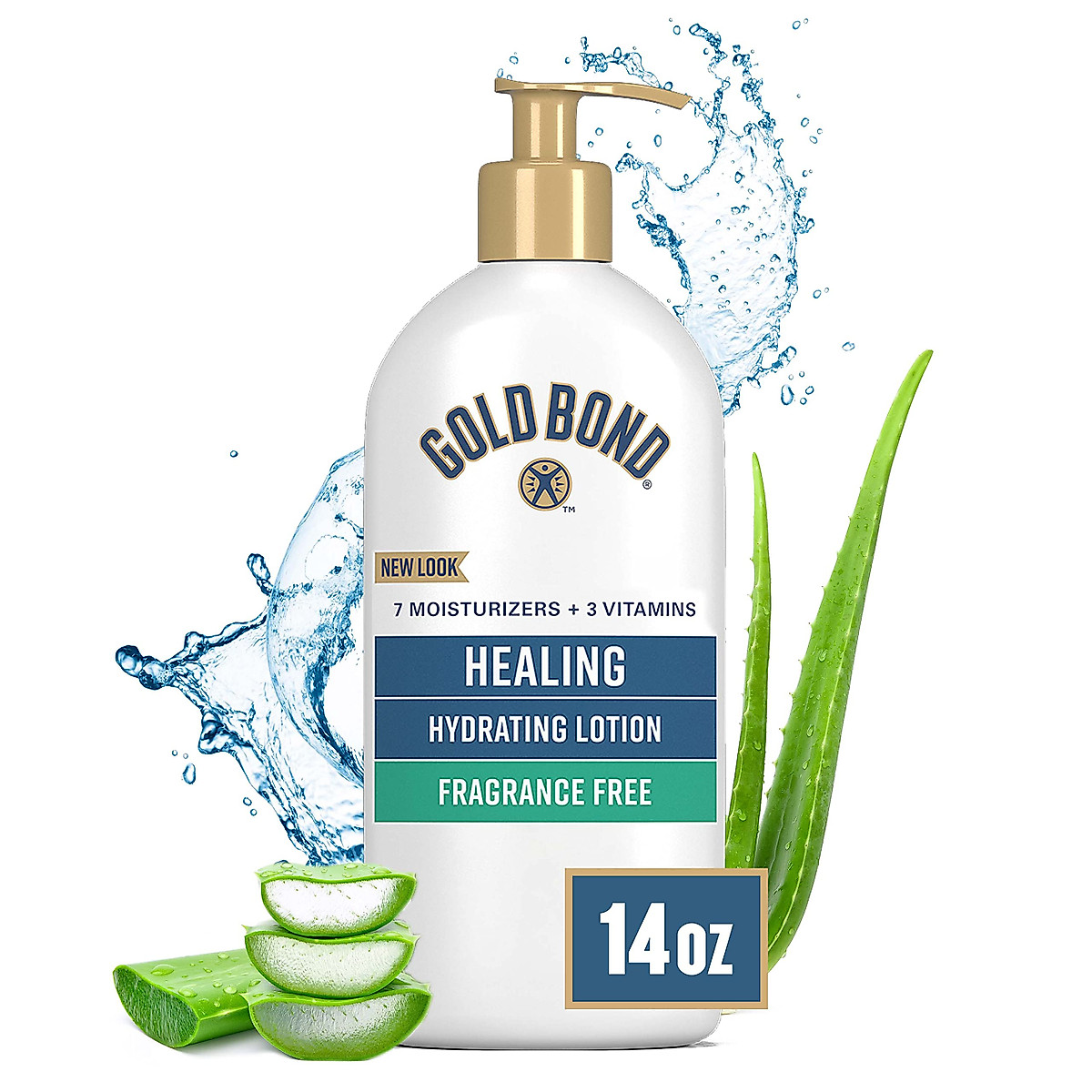 Gold Bond Fragrance Free Healing Hydrating Lotion, 14 oz., With Aloe, Immediate 24-Hour Hydration