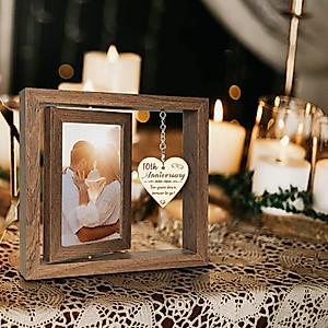 EYITUPC 10 Year Anniversary Picture Frame Gifts for Wife, 10th Wedding Anniversary Frame for Her Couples, Display Two 4x6 Inch