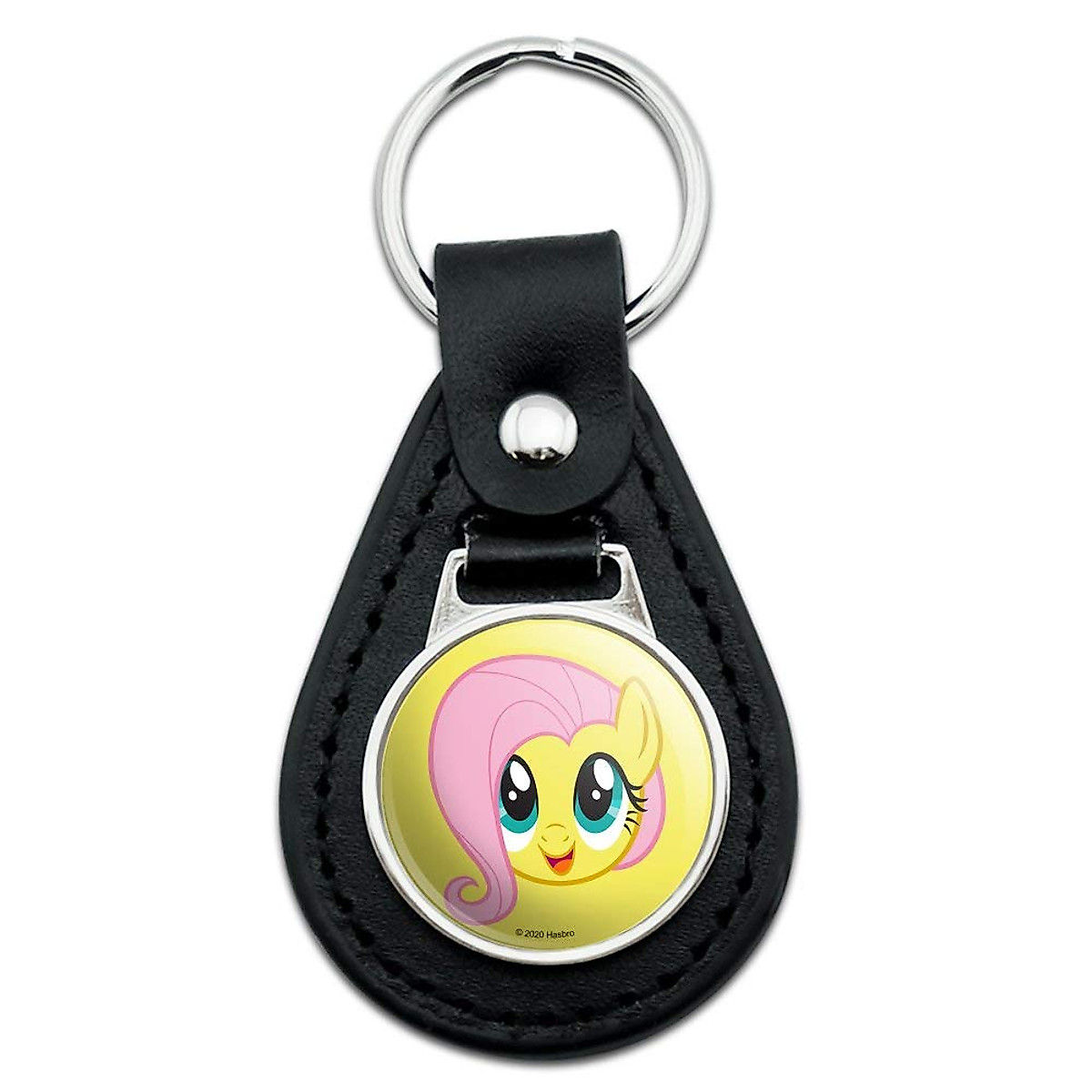 GRAPHICS & MORE Black Leather My Little Pony Fluttershy Face Keychain