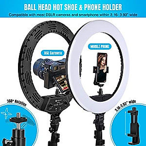 Ring Light 18 Inch LED Ringlight Kit with 73 inch Tripod Stand with Phone Holder Adjustable 3200-6000k Color Temperature Circle MUA Lighting for Camera for Vlog, Makeup,Youtobe, Video Shooting, Selfie