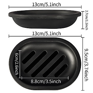 Topsky Soap Dish for Shower, 4pcs Soap Dishes Soap Savers for Bar Soap, Soap Bar Holder Shower with Drip Tray, Plastic Soap Holders with Drain for Kitchen Sink, Keeps The Soap Dry, Black 4pcs