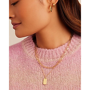 gorjana Women's Griffin Dog Tag Charm Hammered Pendant Necklace, 18K Gold Plated, 19 inch Chain