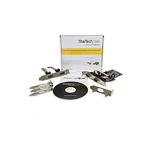 StarTech.com 4 Port Native PCI Express RS232 Serial Adapter Card with 16550 UART - Low Profile Serial Card (PEX4S553), Green