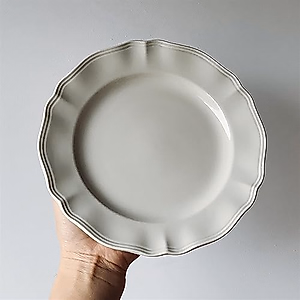 PacuM ?Kitchen Dinner Plates Sets Pure White Dining Plate Round Vintage Tableware Dessert Plate Normal Dining Plate Soup Plate Household Kitchen Restaurant Flat Plate Fruit Tra Plate