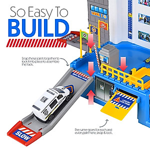 Toysical Police Car Toys for Boys - Cars Playsets - Police Toys with Track, Garage, 6 Police Car Toy Vehicles, 2 Police Men, 1 Helicopter - Best Gift for Boys 4, 5, 6 Year Old Kids