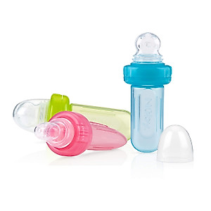 Nuby EZ Squee-Z Silicone Self Feeding Baby Food Dispenser (Varied, 2 Count (Pack of 1))