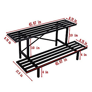 Zhongma 2 Tier Sturdy Metal Plant Stand Heavy Duty Plant Holder for Home Indoor and Outdoor,L45.67 x W17.5 x H14 inch, 440 LBS Capacity &amp; Heavy Duty Construction …