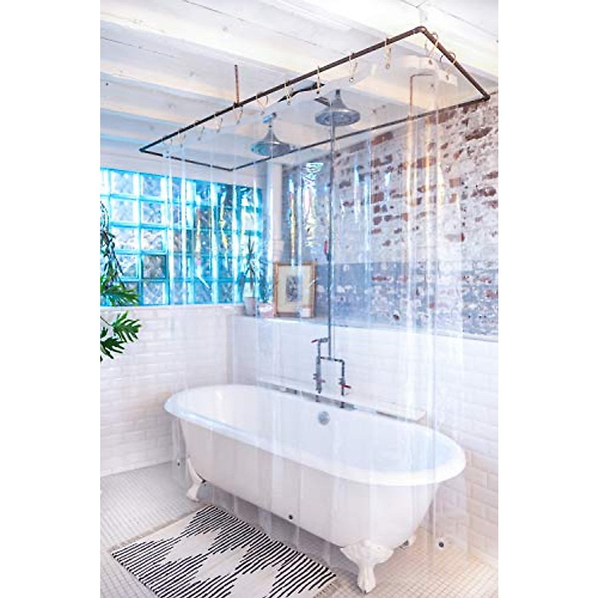 Kent & West - USA Made PEVA Shower Curtain Liner | PVC Free | Clear & Durable | Metal Grommets | 9 Gauge | Bottom Magnets | 72" W x 84" H (Extra Long)