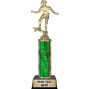Crown Awards Skateboard Rider Trophies, Personalized Green Skateboard Rider Trophy, Your Own Engraving Included