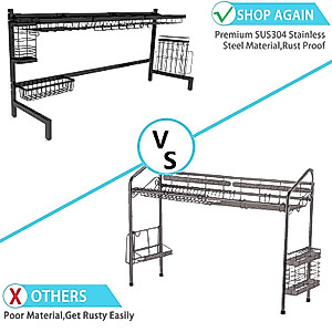 Shop Again Over The Sink Dish Drying Rack,Drainer Stainless Steel for Organization Storage Space Saver Utensil Holder Cutting Board Holder Kitchen Counter Storage Rack,16.5 x11.8 x7in