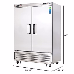 Everest EBRF2 54-1/8" Two-Door Solid Door Upright, Reach-in Dual Temperature, Refrigerator Freezer Combo, 613 lbs.,NSF