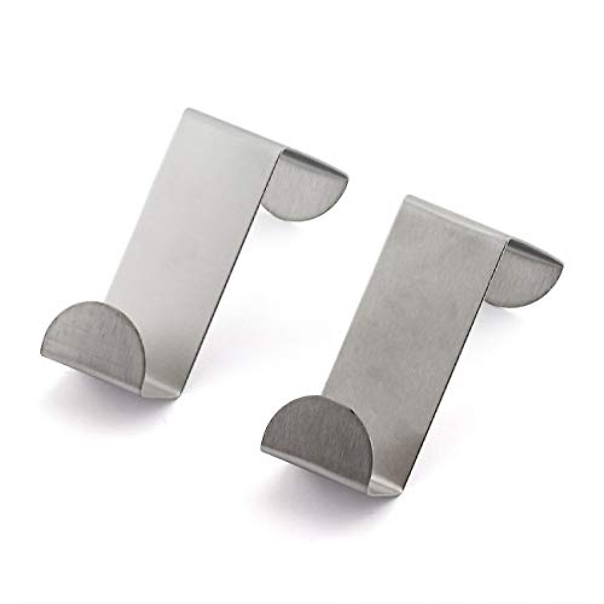 JCBIZ 2 Pack Over The Door Hooks Stainless Steel Seamless Nail-Free Bathroom Kitchen Z Shape Back Door Hook Rack Hanger Organizer Silver (Fit for Thickness: Less Than 1.8cm/4cm)