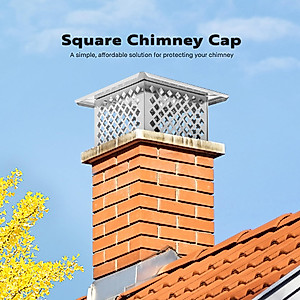 VIVOHOME Chimney Cap, 13" x 13" Square Chimney Cover, Stainless Steel Fireplace Flue Lid with Adjustable Bottom, Mesh Chimney Cover for Outside Existing Clay Flue