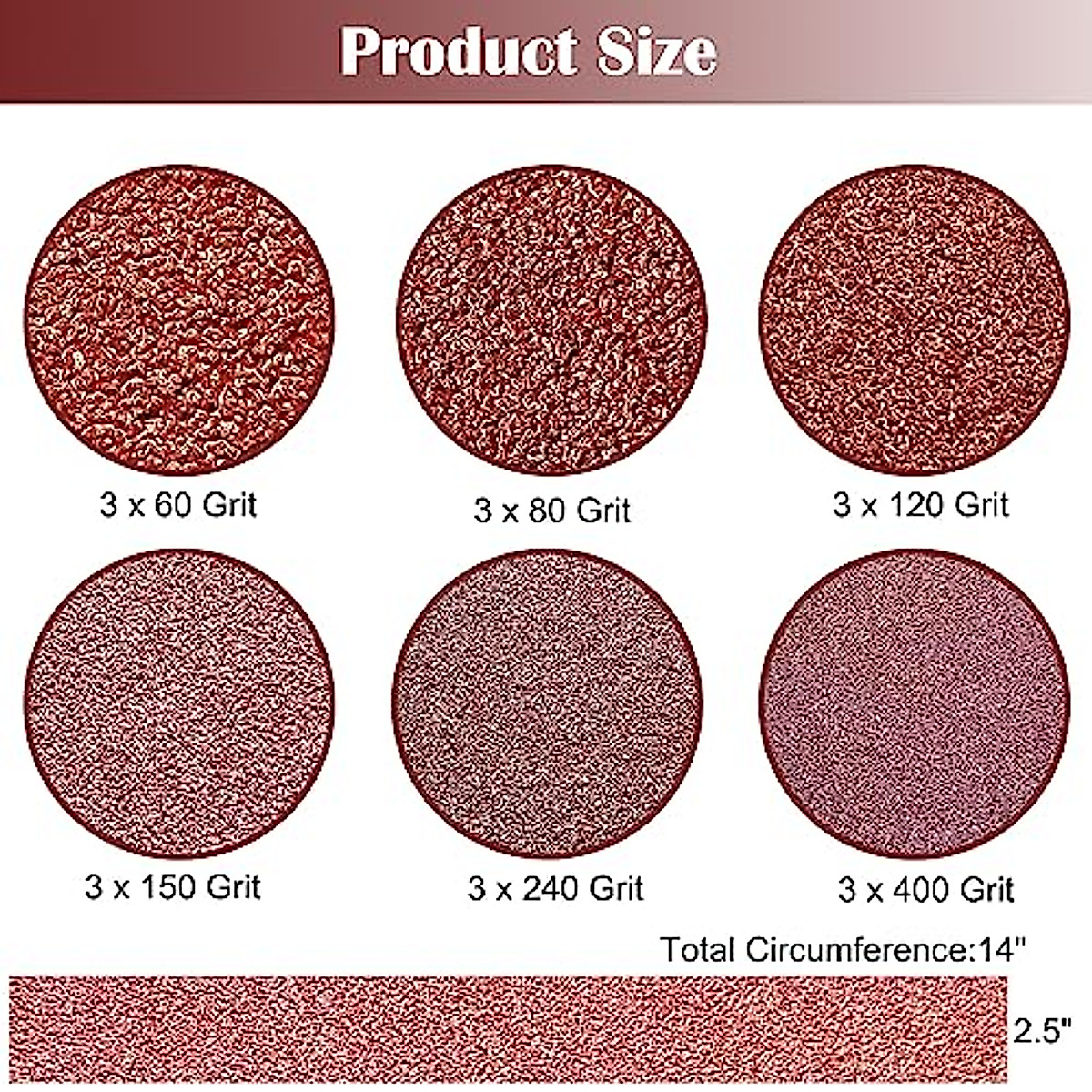 Sackorange 18 PCS 2-1/2 x 16 Inch Abrasive Sanding Belts - 3 Each of 60 80 120 150 240 400 Grit Aluminum Oxide Clothed Backing Sander Belts For Sanding Wood-Working,Metal and Paint (2.5" x 16")