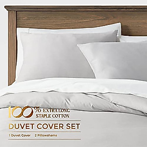 Mayfair Linen Queen/Full Duvet Cover, 600 Thread Count Sateen 3Pc Egyptian Cotton Duvet Cover Set, 100% Pure Cotton Comforter Cover, 2 Pillow Shams, Zipper Closure, 7 Corner Ties - (Silver)
