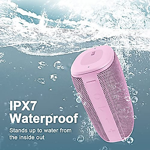 Hadisala Portable Wireless Bluetooth Speakers - IPX7 Waterproof & Built in Mic - Outdoor Travel Speaker with TWS - Pink