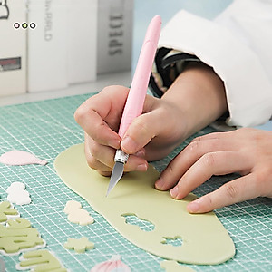 Craft Hobby Knife Exacto Knife with 10 Pcs Stainless Steel Blade Kit for DIY Art Work Cutting, Hobby, Stencil, Scrapbooking-11pack (Pink knife)