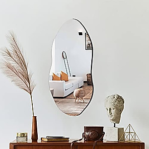 Delma Irregular Wall Mirror for Wall, Entryway, Bedroom, Asymmetrical Mirror with Hooks, Cloud Mirror, Aesthetic Mirror,Frameless Mirror