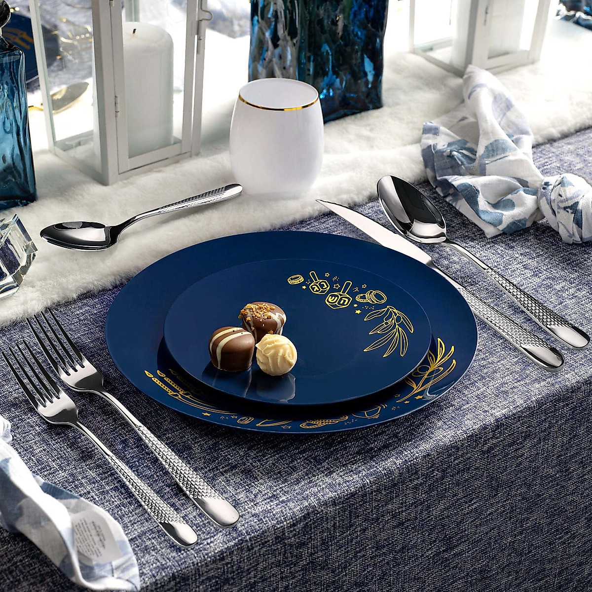 Hammered Silverware Set, 40-Piece Stainless Steel Flatware Set for 8, Modern Kitchen Utensils Tableware Set Includes Dinner Knives/Forks/Spoons,Mirror Polished Dishwasher Safe