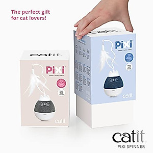 Catit PIXI Spinner, Treat Dispensing Cat Toy, Silver