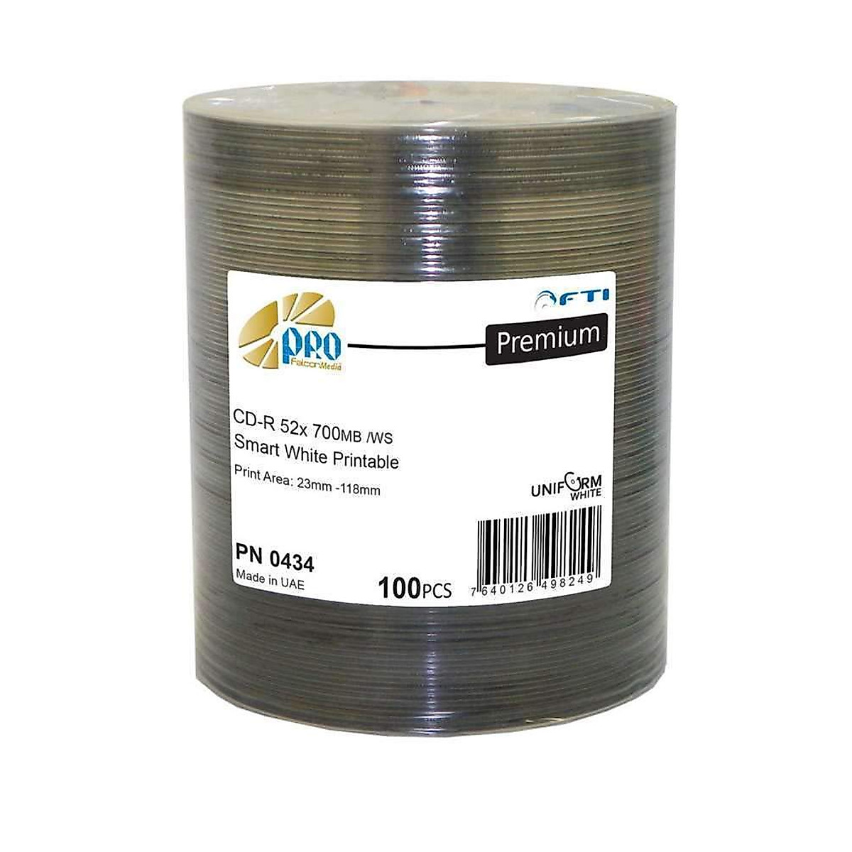 Super Blank CDs - CD-R Falcon Smart White Inkjet Hub Printable 52x 700MB 80min 100 Disc Pack