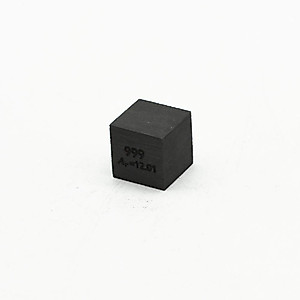 10MM Density Carbon Cube 99.9% Graphite Simple Substance Element Display 0.39 Inch for Periodic Table Collections Displays Education