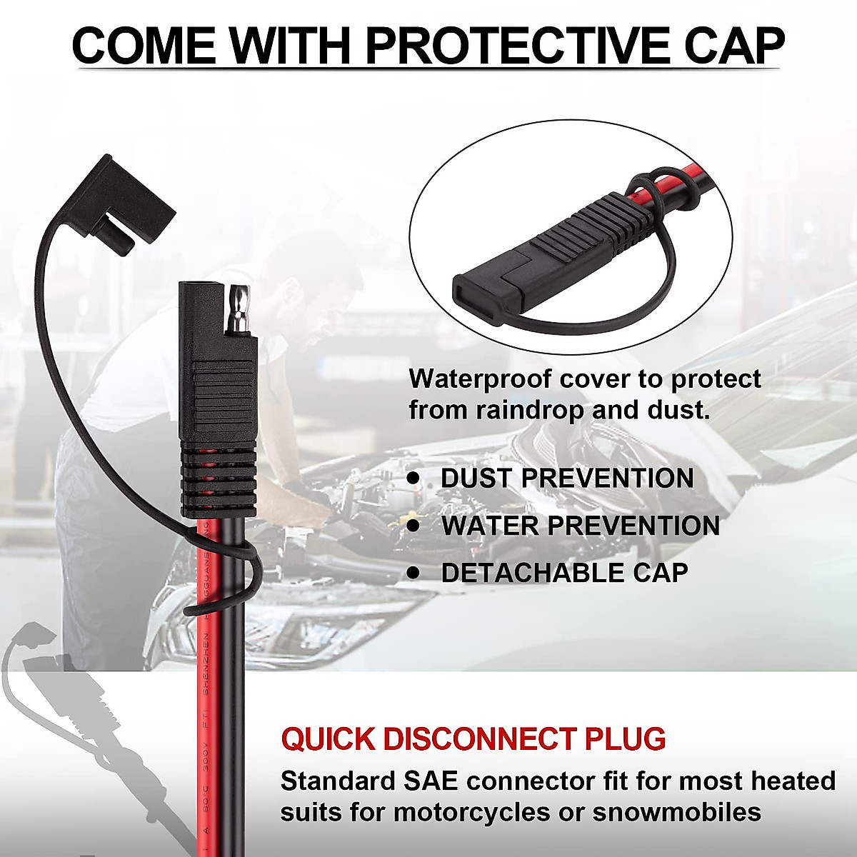 iGreely SAE Extension Cable 10AWG SAE to SAE Quick Disconnect Wire Harness SAE Connector Solar Panel Extension Cable for Automotive RV Battery Motorcycle Cars Tractor 10 Gauge 6M 20Ft