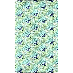 Exotic Themed Fitted Crib Sheet,Standard Crib Mattress Fitted Sheet Soft and Breathable Bed Sheets - Crib Mattress Sheet or Toddler Bed Sheet,28“ x52“,Lavender and Green