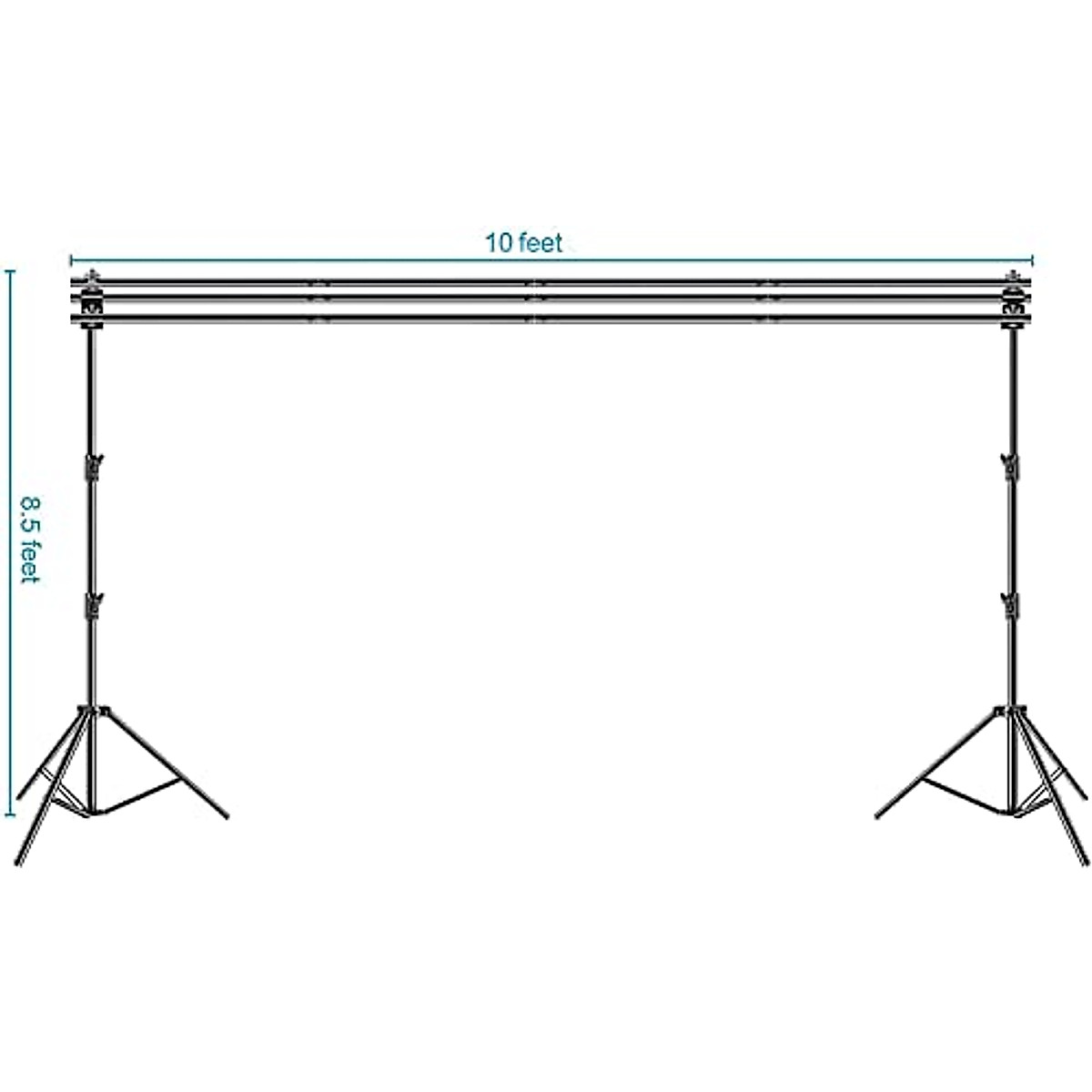 Emart Triple Crossbar 10 ft Wide 8.5 ft Height Backdrop Stand, Photo Video Studio Heavy Duty Adjustable Photography Muslin Background Support System Kit - 3 in 1 Multi Backdrop Stand
