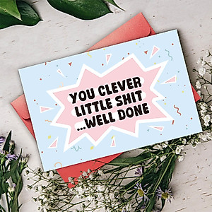 Bablira Funny Congratulations Card for Him Her, Proud Of You Card for Friend Family, Well Done Card, Graduation Card, Passed Test Card, Thank You Card, You Clever Little Shit