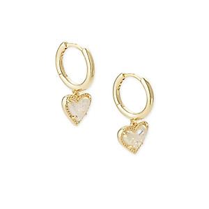 Kendra Scott Ari Heart Huggie Earrings in Gold Iridescent Drusy